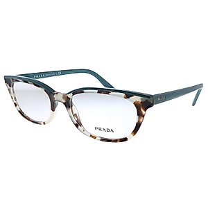 Prada Catwalk PR 13VV 4751O1 Spotted Brown Opal Green Plastic Oval Eyeglasses 51mm