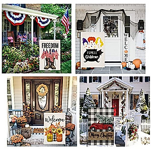 Doncida Seasonal Garden Flags Set of 10 Double Sided Burlap 12x18 Inch Welcome Easter Spring Holidays Garden Flag, Small Yard Flag for Outdoor Decorations