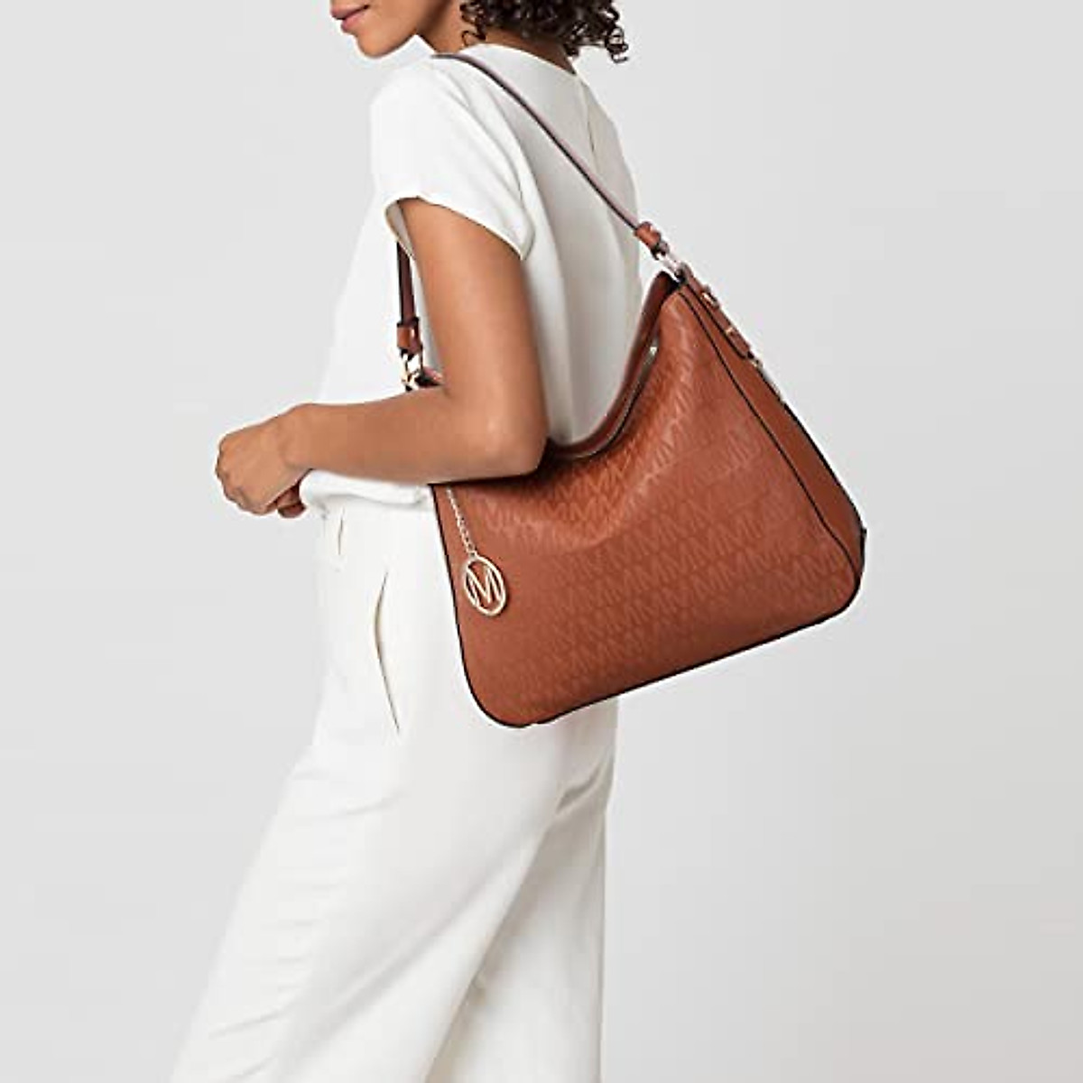 Women Large Tote Bag PU Leather Handbags Fashion Hobo Shoulder Purse with Wallet（Brown）