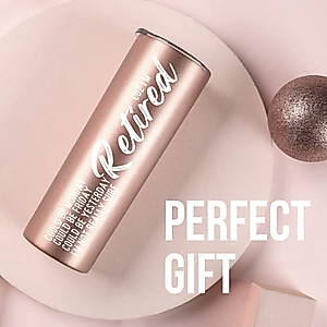 Onebttl Retirement Gifts for Women, Funny Retirement Tumbler 20oz, Retired Gifts for Coworkers, Grandma, Friends - Rose Gold (I'm Retired)