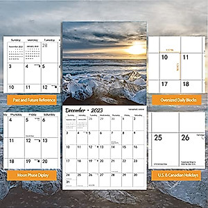 2023 Wall Calendar BEACHES, 14 Months Hangable Wall Calendars, Nov.2022-Dec.2023, Beach Calendars 2023, 12" x 24" (Open), Thick Glossy Paper, Organizing & Planning