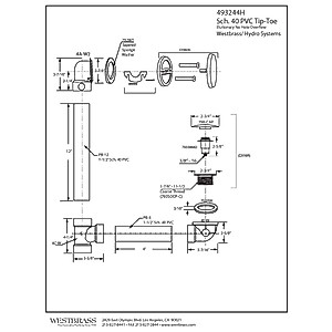 Westbrass 493244H-01 12" & 4" Bath Waste & Overflow Assembly with Tip-Toe Drain Plug and Illusionary Faceplate-SCH. 40 PVC Pipe, 1-Pack, Polished Brass