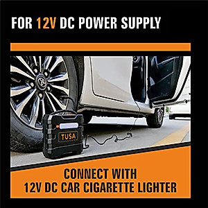 TUSA Tire Inflator Portable Air Compressor for Car - Air Pump Works continuously for up to 30 Minutes (up to 150 PSI with Emergency LED Light)