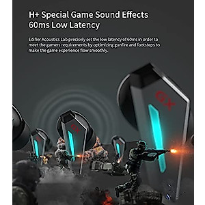 HECATE by Edifier GX07 Wireless Gaming Earbuds, Active Noise Cancelling Bluetooth Earbuds with 6 Microphones, LHDC/AAC, Ultra Low Latency, Dual Modes, App Control, RGB Light, 32.5h Playtime - Grey