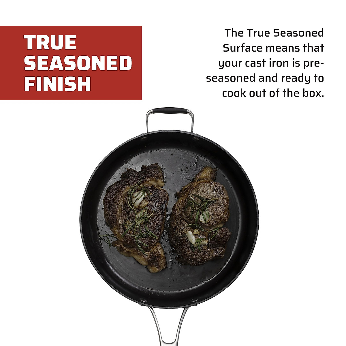 Camp Chef Heritage Cast Iron Skillet - Seasoned Cast Iron Pan - Camping Accessories & Essentials - Sleek, Modern Design - Amazing Heat Retention - Ready-to-Use Cast Iron Skillet - 12"