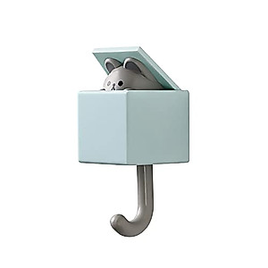 Wall Hanging Tool without Nails Pack Creative Squirrel Wall Hook Keychain Children's Cute Coat Wall Hook Hanging Bathroom Towel Hook Wall Mounted Hat Key Hook Decorative Wall Small (E, One Size)