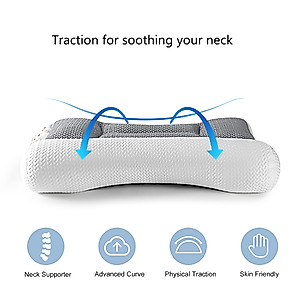 OTONIS Super Ergonomic Pillow 2024 for Neck and Shoulder Pain, Orthopedic Correction Repair Traction Contour Pillow, Supportive and Bigger Version, Gray