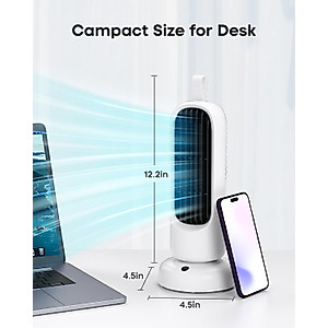 HOMETOP 12'' Tower Fan, Desk Fan with 3 Speeds and 70° Oscillation, Portable and Compact, Quiet Cooling Fan for Home Office Desktop Fan