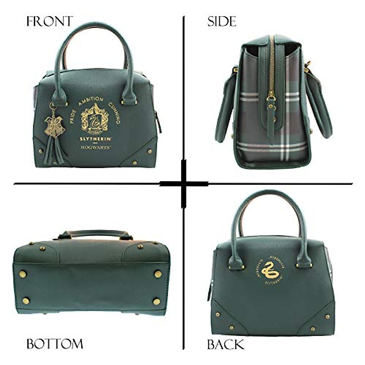 Harry Potter Purse Designer Handbag Hogwarts Houses Womens Top Handle Shoulder Satchel Bag Slytherin