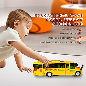 OTONOPI Bus Toys Die Cast Metal Toy Cars Pull Back School Bus Double Decker London Vehicles Friction Powered City Sightseeing Tour Bus Play Vehicle Toy Set for Kids 4 Pack