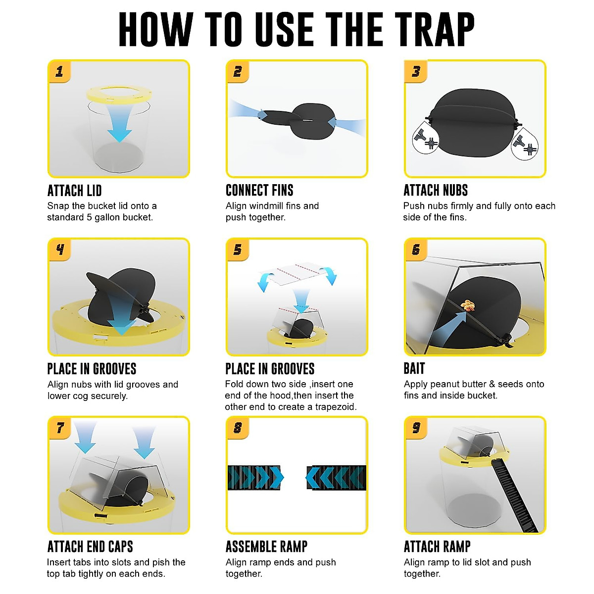 Mouse Trap Bucket,Upgraded Rat Trap Bucket,Bucket Lid Mice Trap,Auto Reset Rat Trap Compatible 5 Gallon Bucket-Transparent