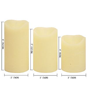 CANDLE CHOICE Battery Operated Flameless Candles with Remote Timer Real Wax Realistic Flickering Fake Electric LED Pillar Candles for Wedding Christmas Party Decorations Table Centerpieces 3 Pack
