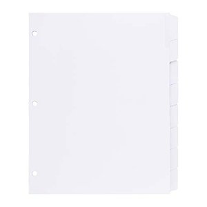 Amazon Basics 8-Tab Binder Divider, White Label Dividers with Easy Peel, 1-Pack