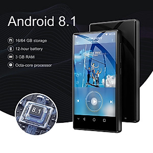 JOLIKE 80GB MP3 Player with Bluetooth and WiFi spotify and Pandora, Android Streaming audiobooks Audible and FM Radio 4.7-inch Touchscreen MP3&MP4 Music Player Kids MP3 Player with USB Support 215GB