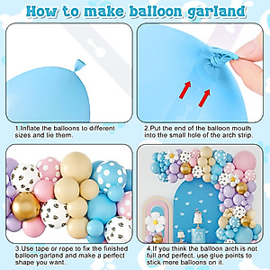 Ouddy Life 176Pcs Blue Balloons Arch Garland Kit, Blue Birthday Decorations Girl with Dog Paw Bone Daisy flower Pink Blue Purple Blush Balloons for Girls Boy Puppy Birthday Party Baby Shower Decor