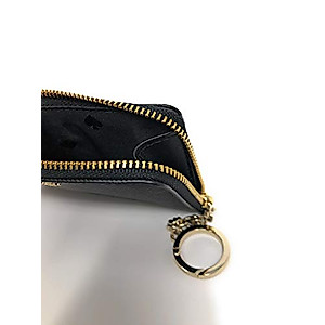 Kate Spade New York Medium L-Zip Leather Card Holder Keychain Black