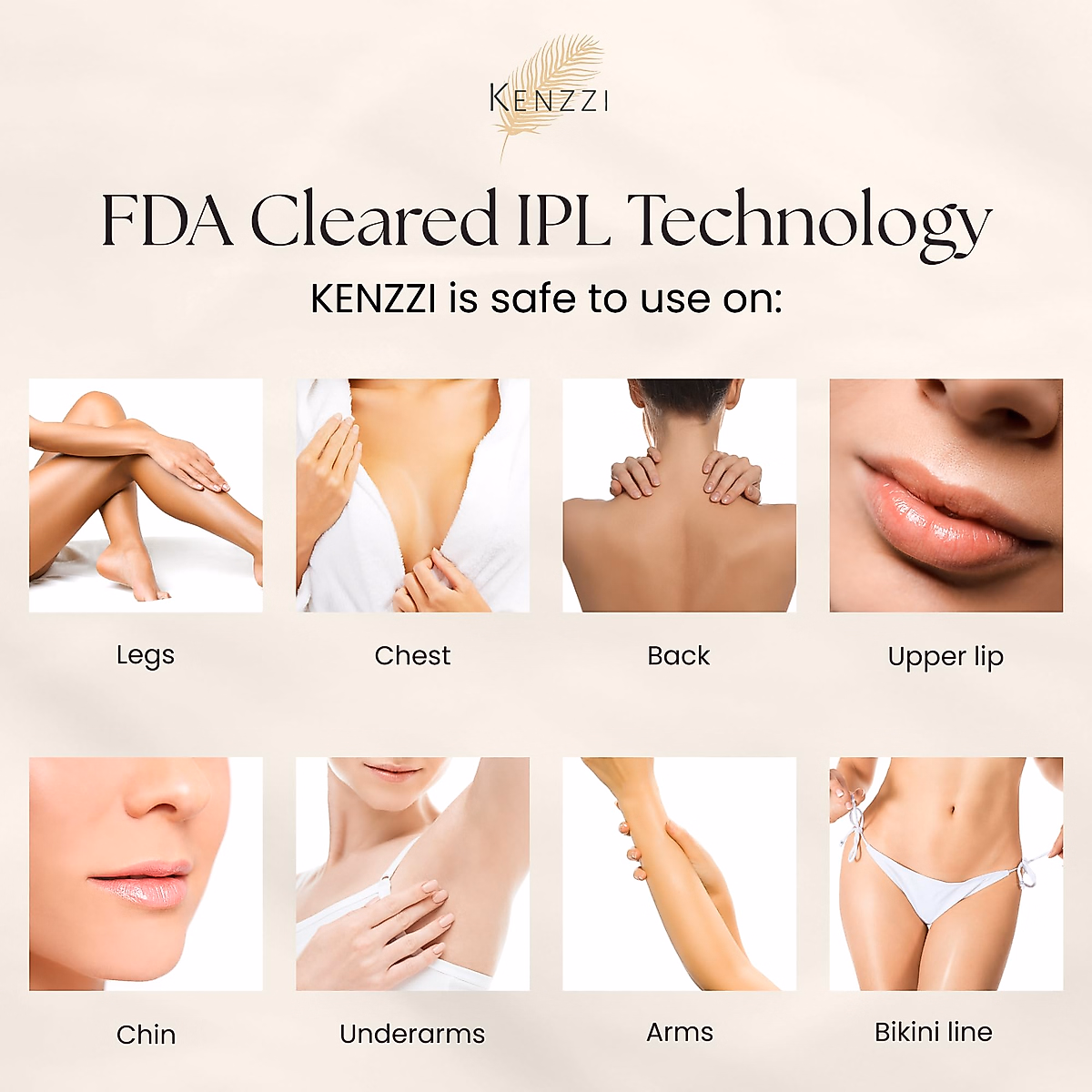 Kenzzi IPL Hair Removal Handset for Women & Men: Pain-Free & Long-lasting Solution for Body & Face Hair Removal, An Alternative to Salon Laser Hair Removal Treatments, Permanent Results