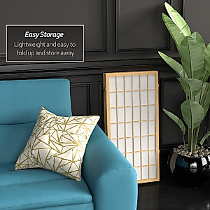 3 ft. Short Window Pane Shoji Screen - Natural - 4 Panels