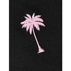 GORGLITTER Men's Tropical Short Set Summer Crewneck Short Sleeve T Shirt and Shorts Sets 2 Pieces Outfit Black Large