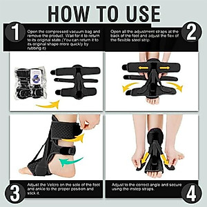 Plantar Fasciitis Night Splint ,Improved Dorsal Night Splint For Man Women,Relief from Plantar Fasciitis, Achilles Tendonitis, Heel and Ankle Pain, Tendonitis Foot Drop Flat Arch Heel Spur (Black, With Ball)
