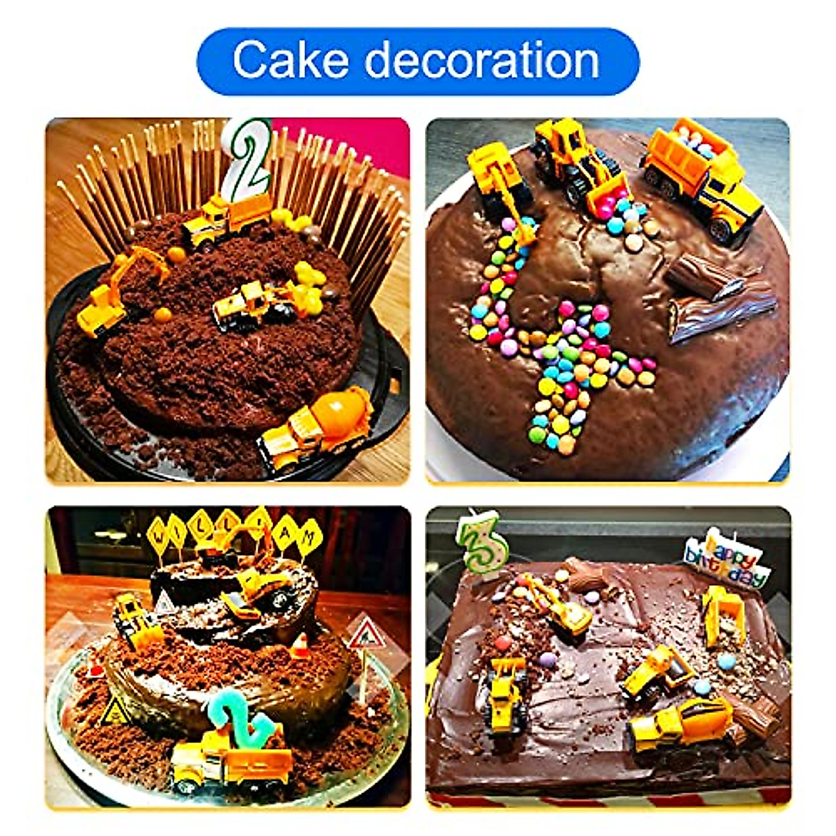 Dreamon Alloy Construcion Trucks for 3 Year Old Boys Birthday Party Cake Toppers for Kids Toddlers Mini Pocket Size Models Play Vehicles Cars Toys (6Pcs Set)