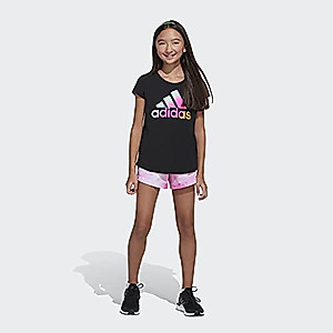 adidas Girls' Printed Woven Shorts, Screaming Pink, X-Large