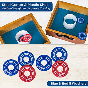 Washer Toss Game Outdoor Games Giant Yard & lawn Games | Set of 2 Solid Wood Targets and 2.5-inch Washers Toss Rings| Bulls-eye Pitching board| Backyard Beach Camping Party for Family & Kids|