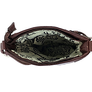 Justin West Cowgirl Western Rhinestone Cross Floral Embroidery Studded Concealed Carry Handbag Purse Trifold Crossbody Messenger Bag Wallet (Beige Busy Messenger)