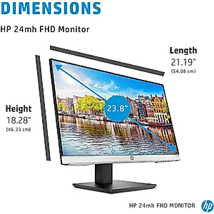 HP New Premium 24mh Series Monitor: 24" FHD IPS Display, Built-in Speakers, VESA Mounting, Height/Tilt Adjustment, HDMI, VGA, DisplayPort, 75Hz Refresh Rate, TF-HDMI Cable