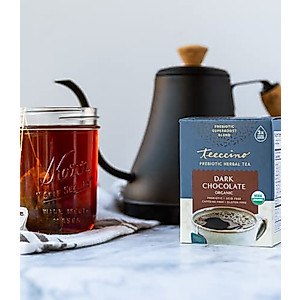 Teeccino Dark Chocolate Prebiotic Superboost™ Herbal Tea - Support Your Probiotics with Vegan GOS & Organic XOS for Good Gut Health and Regularity, 25 Tea Bags (Pack of 1)