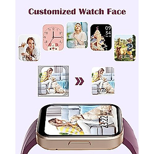 RUIMEN Smart Watches for Women Men (Answer/Make Calls) Compatible with iPhone/Android Phones, 2023 Ver. 1.85" HD Screen Fitness Tracker Heart Rate Monitor 100+ Sports Tracker Watch Waterproof (Purple)