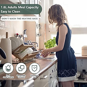 SZLGANG Electric Lunch Box Food Heater, [2022 Upgraded] 60W Portable Food Warmer for Car & Home, 1.8L Removable Container with fork & spoon and Carry Bag, Leak proof, Dual Power Supply 12V 24V 110V