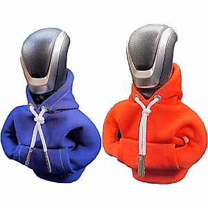 Jorlzeut 2023 New Car Gear Shift Cover Hoodie Car Gear Shift Cover, Mini Hoodie for Car Shifter, Car Gear Shift Knob Hoodie, Hoodie Shift Knob Cove（2PCS ）