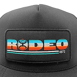 HOOEY Rodeo Adjustable Snapback Trucker Mesh Back Hat with Logo (Black/Red/Blue)