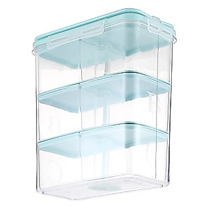 BTSKY 3 Layer Portable Storage Container Box with 6 Removable Grids Multipurpose Plastic Stack & Carry Box,Craft Storage Organizer for Art Supplies, Stationary Supplies Jewelry, Tool Clear Blue