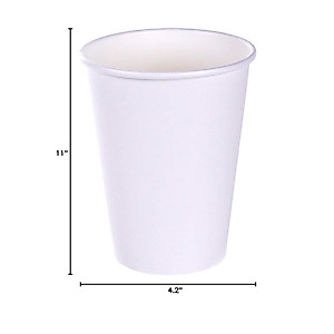 TashiBox White Hot Drink 120 Count - 12 Oz Disposable Paper Coffee Cups