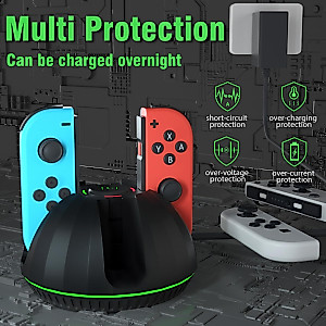 Switch Controller Charging Dock for Nintendo Switch Joycon,Switch Joycon Charger Compatible with Switch OLED Joy Con,4 in 1 Joycon Charging Dock with LED Indication and Charger Cable