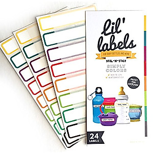 Bottle Labels, Food Pantry Label, Write-On, Self-Laminating, Waterproof Kids Name Labels for Baby Bottles for Daycare School, Dishwasher, Freezer, Kitchen Safe (Simply Colors - Rainbow Inspired))