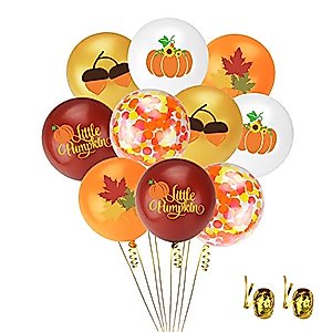 Little Pumpkin Balloons, Little Pumpkin Party Decoration, Maple Leaf Fall Balloons Pumpkin Balloons Thanksgiving Balloons Decorations for Little Pumpkin Baby Shower Birthday Fall Party Decorations