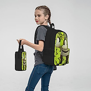 Shr.Ek Anime 3 Pcs Backpack Set Teen Large Capacity School Bag Set With Lunch Bag And Pencil Case For Boys And Girls