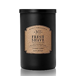 Manly Indulgence Fresh Shave Jar Candle 22 oz - Musk, Vanilla & Bergamot - Woodsy Amber & Cedarwood - Up to 120 Hours Burn - Soy Blend Wax, USA Poured