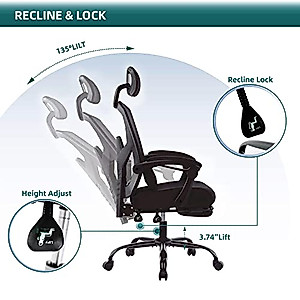 JHK Ergonomic Home Office Mesh Chair, Solid Black