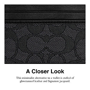 Coach Womens Refined Card Case in Signature Jacquard, Charcoal/Black