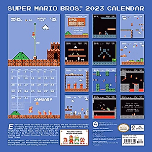 Super Mario 8-Bit Retro 2023 Wall Calendar: With 4 Bonus Die-cut Cards