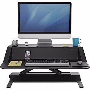 Fellowes Lotus Sit-Stand Workstation Desk, Adjustable, Pre-Assembled, Black