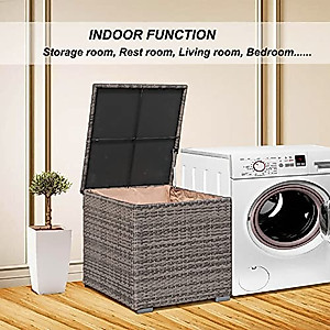 Super Patio Outdoor Patio Storage Box Waterproof, Wicker Storage Bin Deck Box for Cushions, Garden Tools, Pool Toys, 88 Gallon, Gray