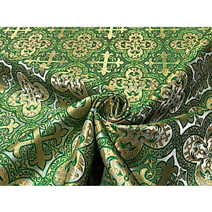 Brocade fabric VESTMENT 60" wide GREEN and GOLD Liturgical Brocades BRO950[1]