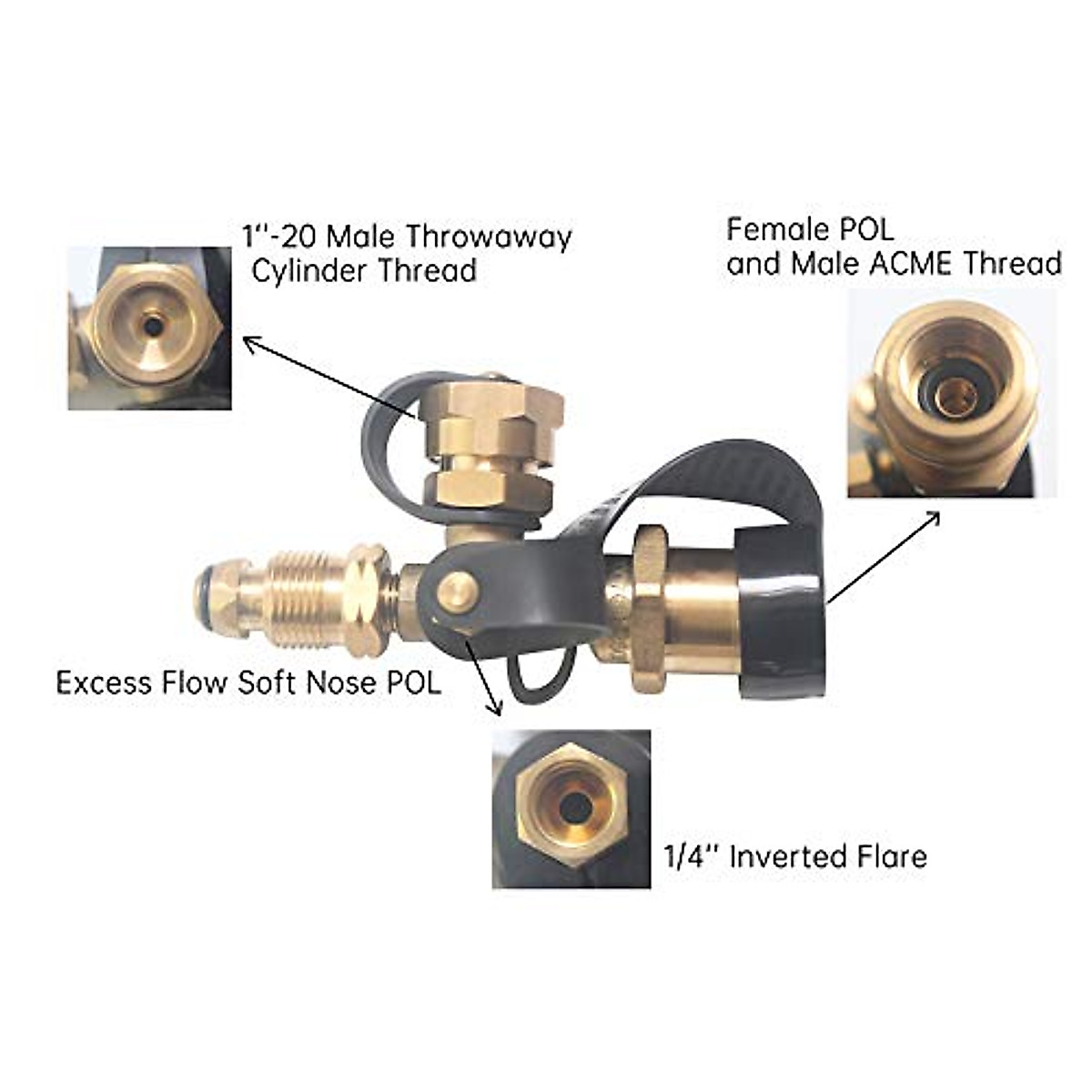 Unifit Propane Brass 4-Port Tee Adapter Kit with 5 ft and 12 ft Hose for Motorhomes Tank RV Camping