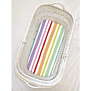 Pack of 3 Premium Bassinet Sheets for Bassinet Pad/Mattress: Milestone Fitted Sheet, Universal Fit, Unisex Rainbow Cloud Sheet | Knitting | Great Shower Gift for Boy Girl |170 GSM