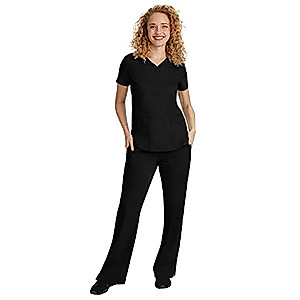 Purple Label by Healing Hands Scrubs Women's Jane V-neck 2 Pocket Top, XX-Large - Black